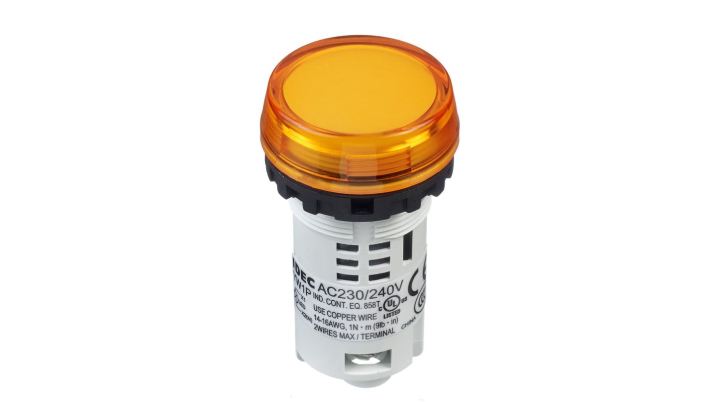 YW1P-1BUQM3A | Idec, IDEC YW, Panel Mount Amber LED Pilot Light, 22mm ...
