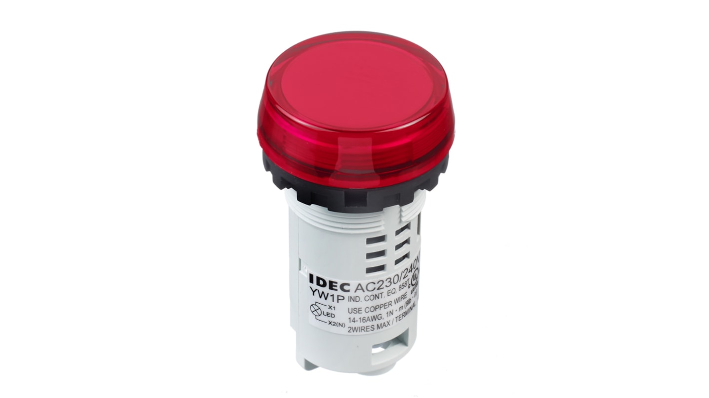 YW1P-1BUQM3R | Idec, IDEC YW, Panel Mount Red LED Pilot Light, 22mm ...