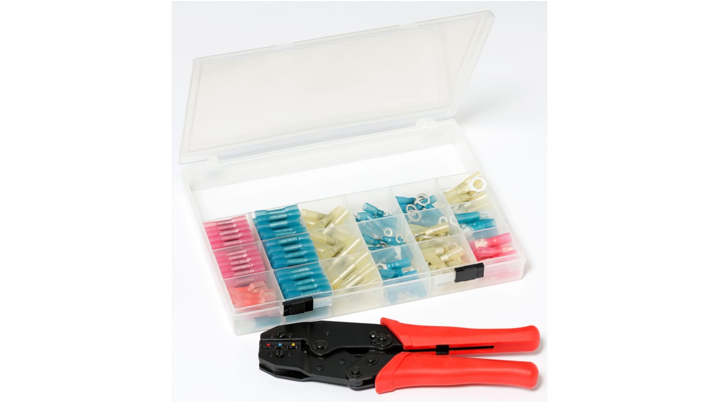 A8190227T 225PC TERMINAL KIT | HellermannTyton Heat Shrink Terminal Kit & Crimping Tool Heat ...