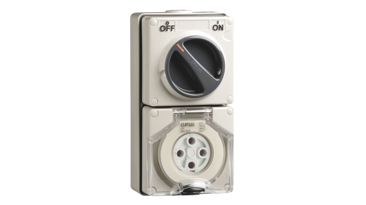 56C432-GY | Clipsal Electrical, 56 IP56, IP66 Grey Panel Mount 3P + N ...