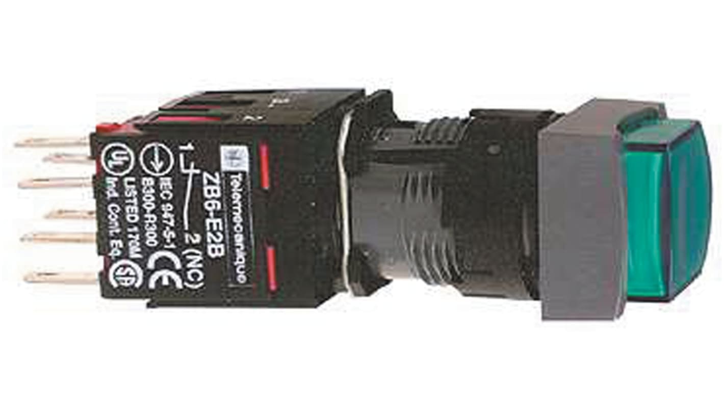 XB6CE3B5B | Schneider Electric Harmony XB6 Series Illuminated Push Button, Flush Mount, 16mm ...