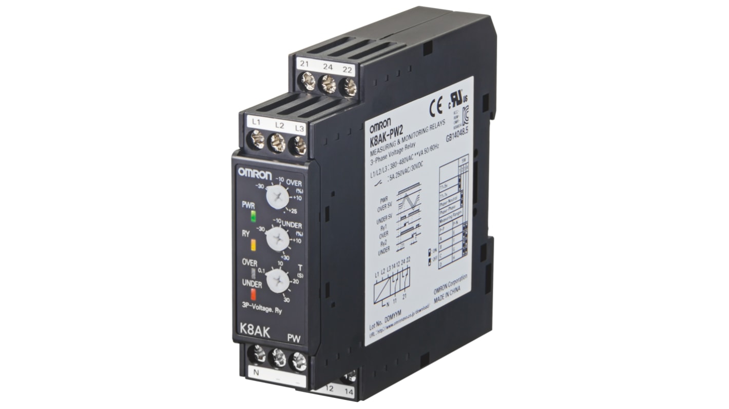 K8AKPW2380480VAC | Omron Voltage Monitoring Relay, 3 Phase, SPDT | RS
