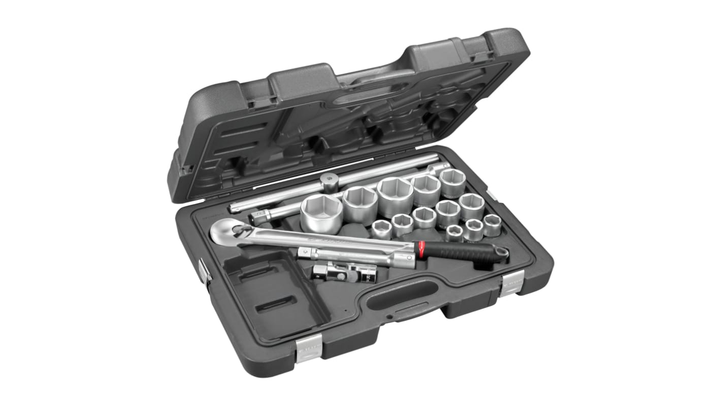KL.500PB | Facom 17-Piece Metric 3/4 in Standard Socket Set with Ratchet, 6 point | RS