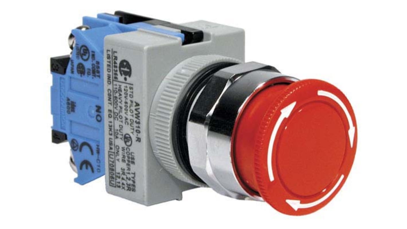 AVW301-R | Idec TW Series Emergency Stop Push Button, Panel Mount, 22 ...