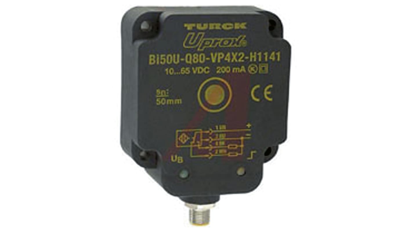BI50U-Q80-VP4X2-H1141 | Turck Block-Style Proximity Sensor, M12, 50 mm ...