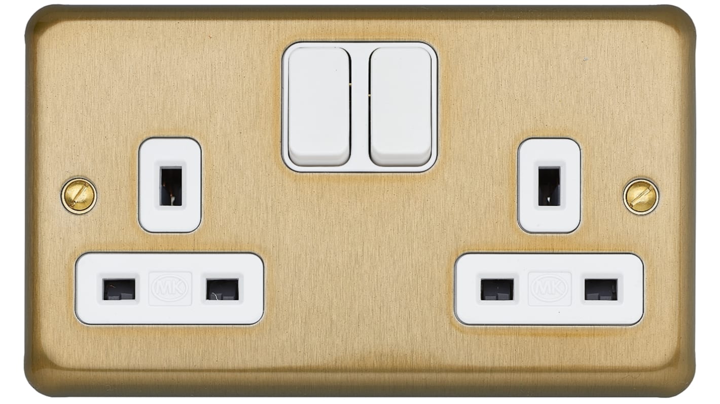 K2948SAG | MK Electric Gold 2 Gang Plug Socket, 13A, Type G - British | RS