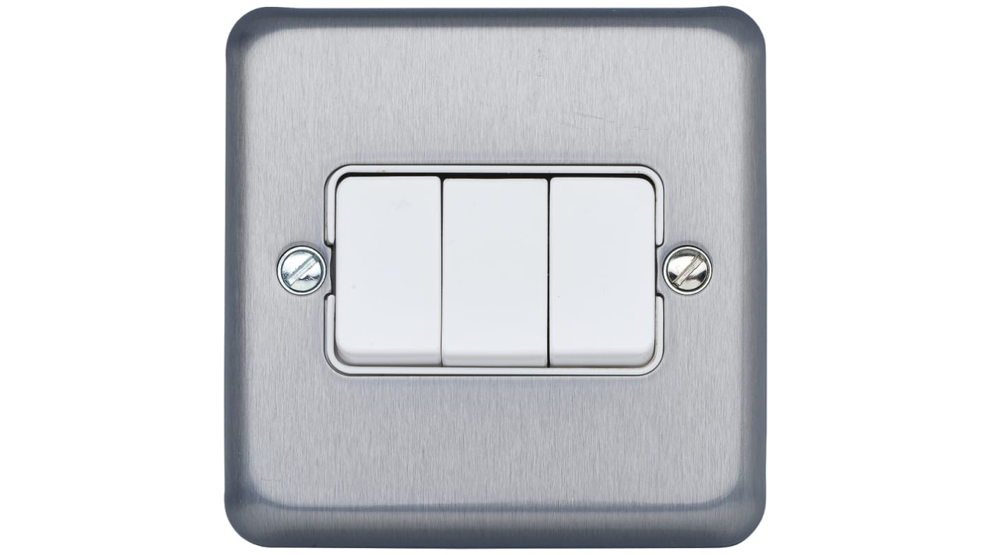 K4673BRC | MK Electric Rocker Light Switch, 2 Way, 3 Gang, Albany Plus | RS