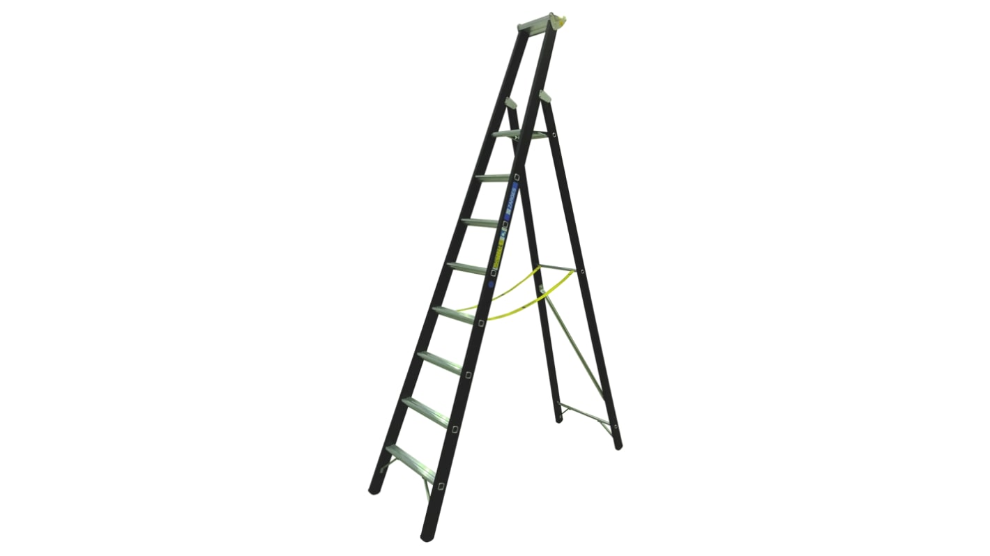 41149 | Zarges Aluminium 8 steps Step Ladder, 2.12m platform height | RS