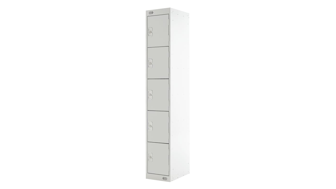 RS PRO 5 Door Steel Light Grey Storage Locker, 1800 mm x 300 mm x 450mm ...