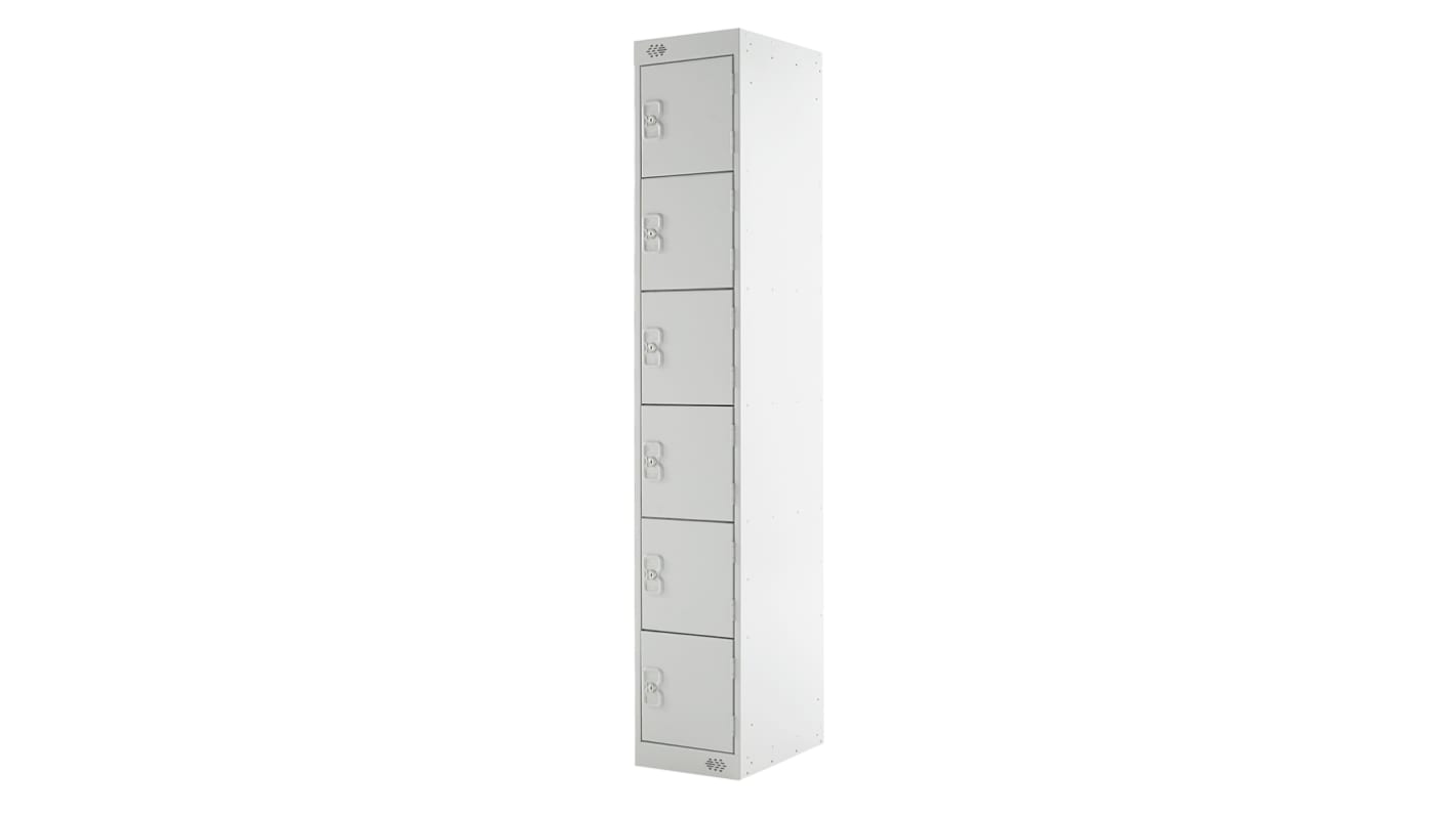 RS PRO 6 Door Steel Light Grey Storage Locker, 1800 mm x 300 mm x 300mm ...