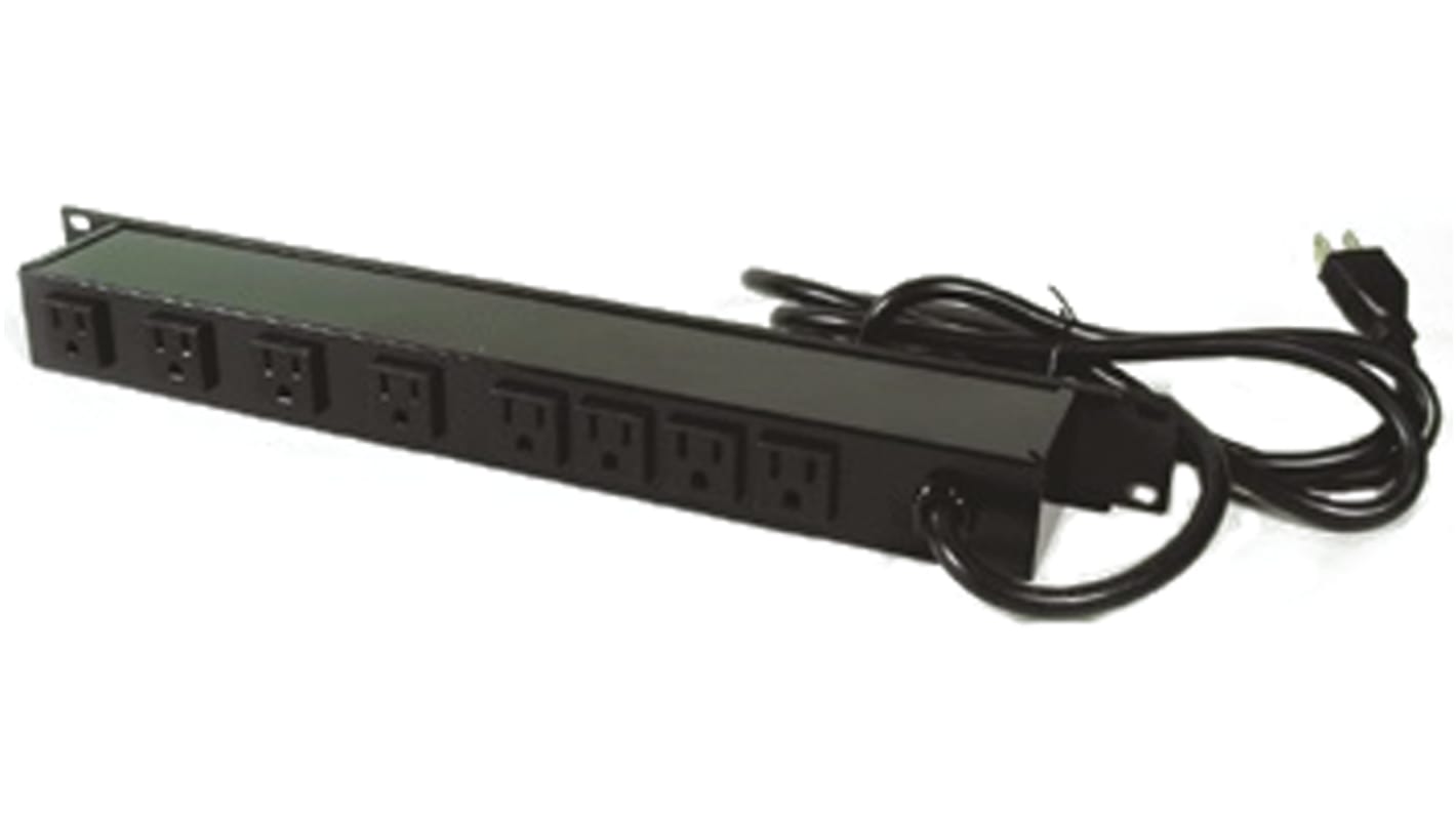 NEMA 5-15R 8 Gang Power Distribution Unit, 4.6m Cable, 15A, 120 V, RCD ...