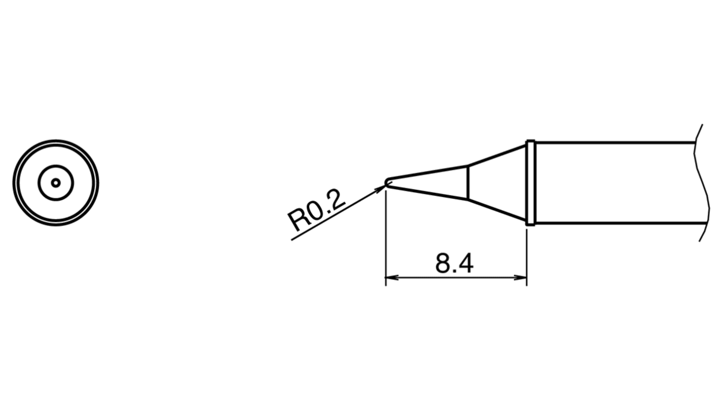 T31-02I | Hakko R0.2 mm Straight Chisel Soldering Iron Tip for use with HAKKO FX-100 | RS