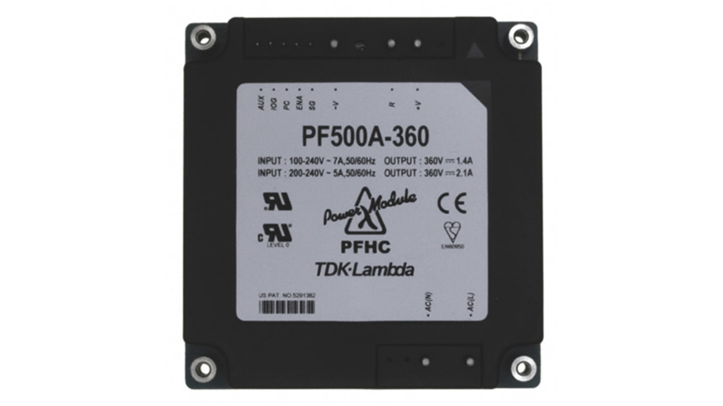 TDK-Lambda Switching Power Supply, PF-500A-360, 360V dc, 2.1A, 756W, 1 Output, 85 → 265V ac ...