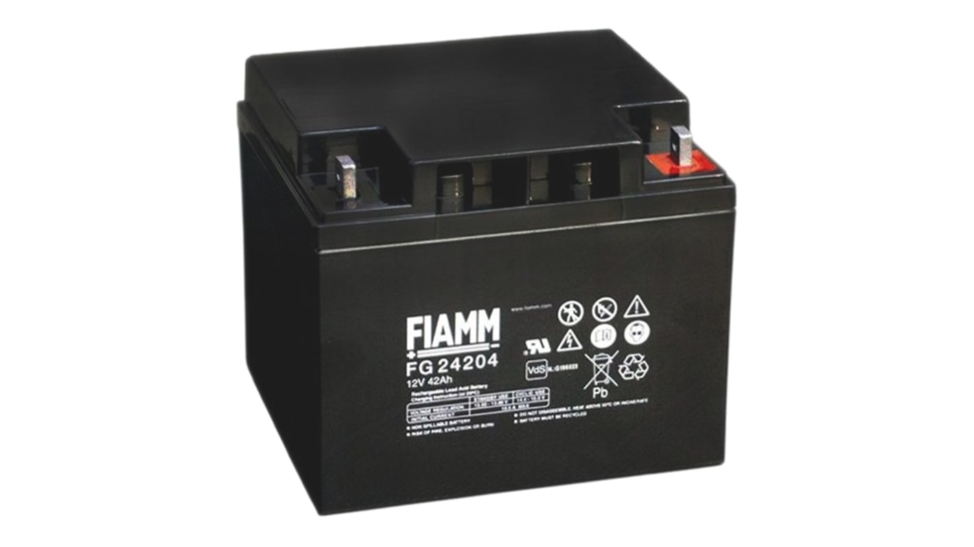 FG24204 | Fiamm 12V M6 Sealed Lead Acid Battery, 42Ah | RS