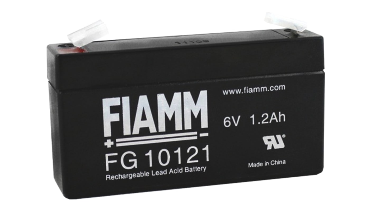 FG10121 | Fiamm 6V Faston F1 Sealed Lead Acid Battery, 1.2Ah | RS
