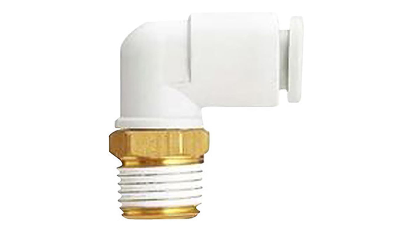 KQ2L06-M5A-X35 | SMC KQ2 Series Elbow Threaded Adaptor, M5 Male to Push In 6 mm, Threaded-to ...
