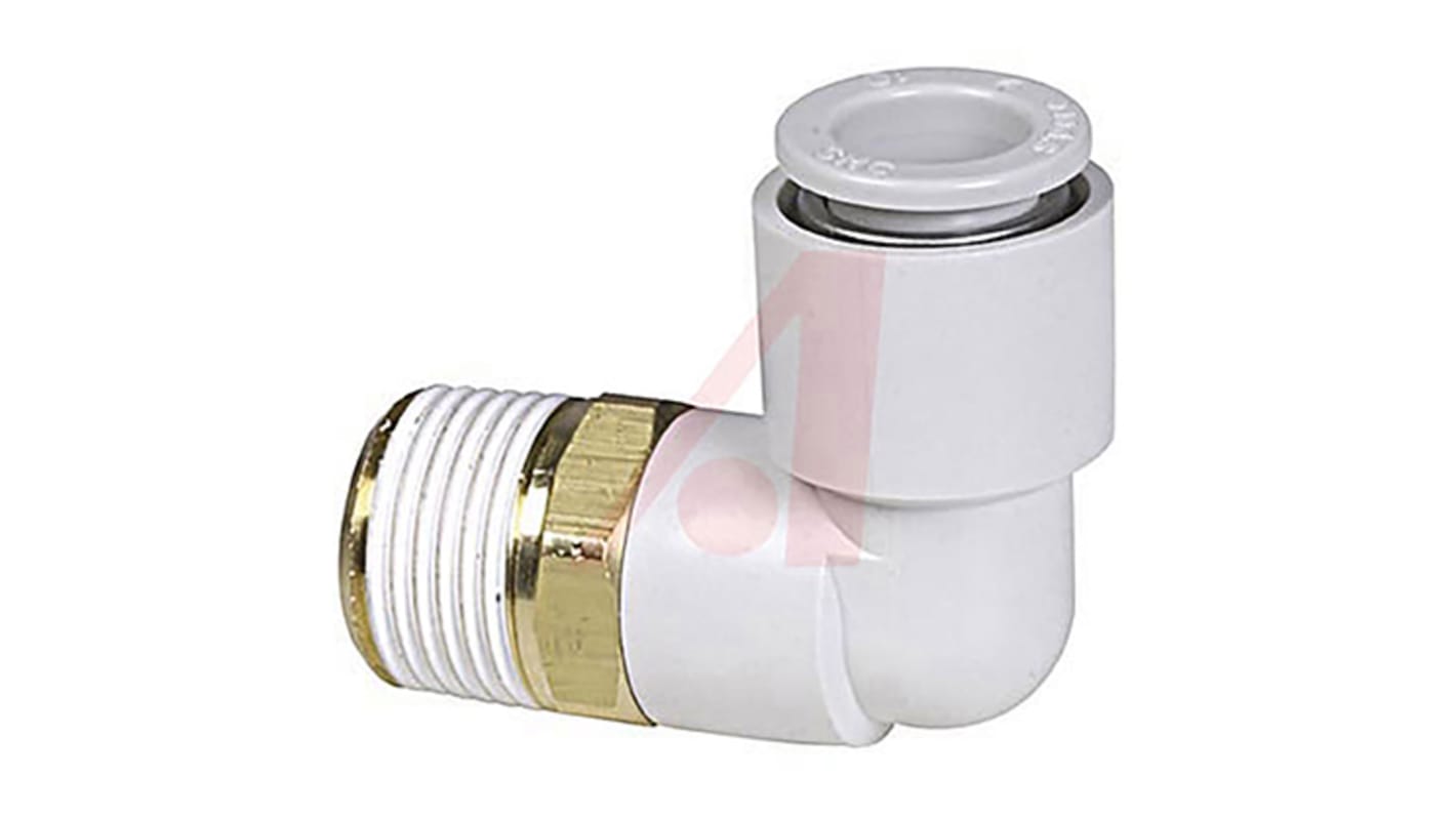 KQ2L08-01A | SMC KQ2 Series Elbow Threaded Adaptor, R 1/8 Male to Push In 8 mm, Threaded-to-Tube ...