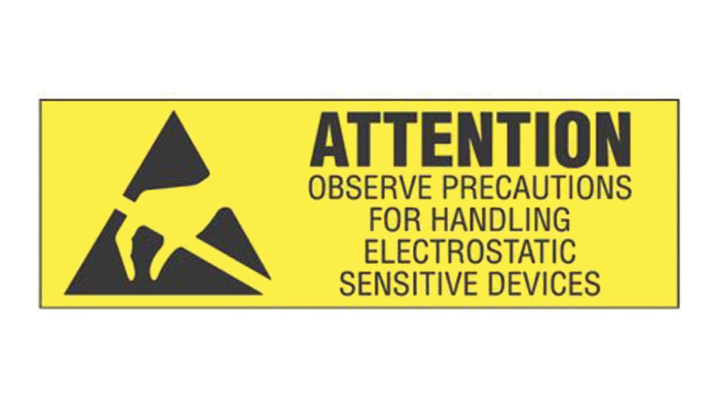 PLD-60 | Panduit Black/Yellow Polyester Adhesive ESD Label, Observe ...
