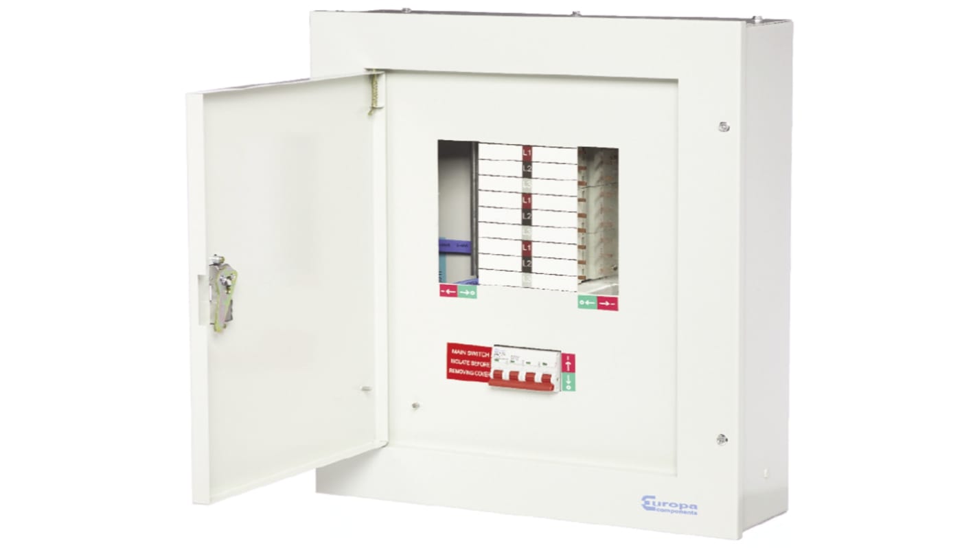 TPN06 | Europa 3 Phase Distribution Board, 18 Way, 125 A | RS