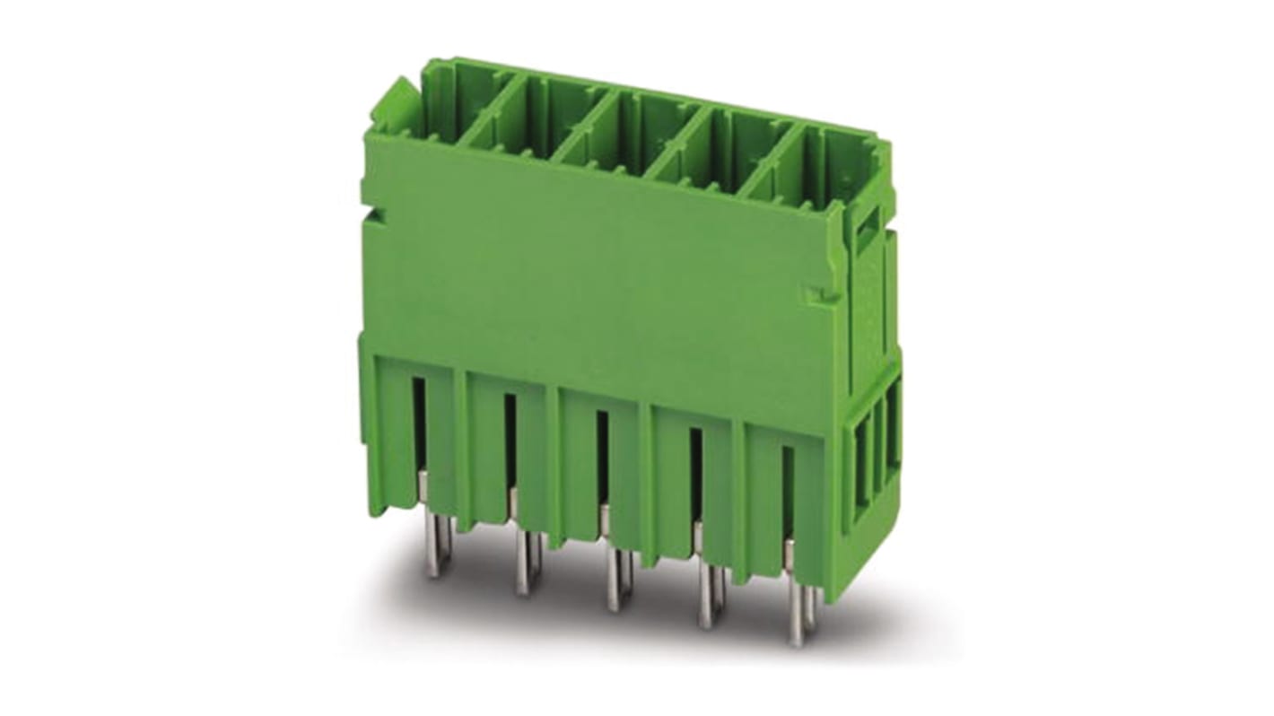Phoenix Contact, 7.62mm Pitch, PCV 5/ 5-G-7.62, 5 Way, Pluggable Terminal Block, Header, Solder ...