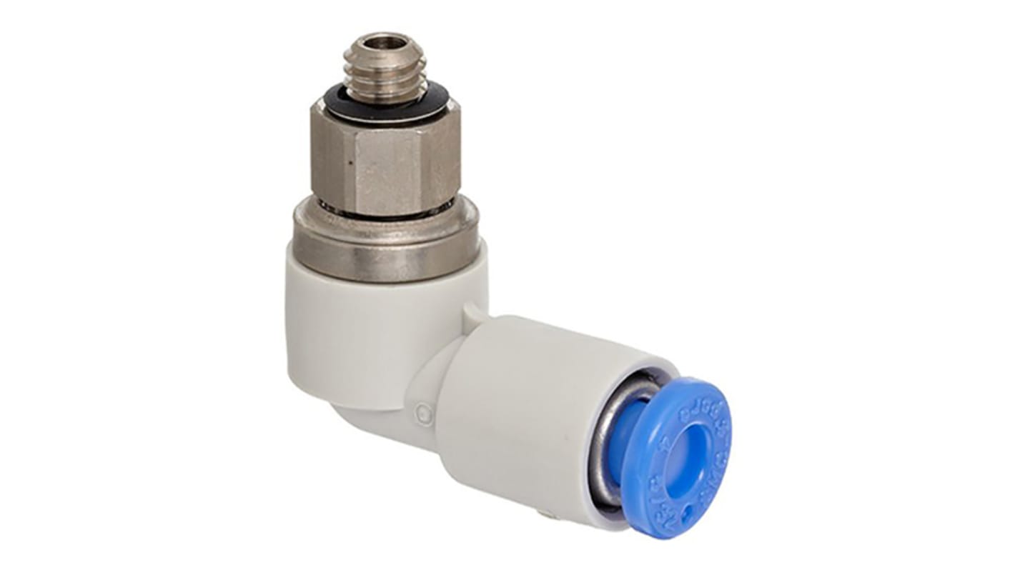 KSL06-M6 | SMC KSL Series Elbow Threaded Adaptor, M6 Male to Push In 6 mm, Threaded-to-Tube ...