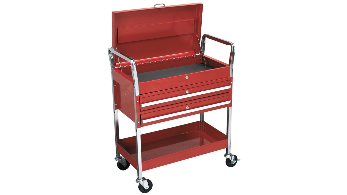 RS PRO 2 drawer Wheeled Tool Trolley, 985mm x 410mm x 815mm | RS