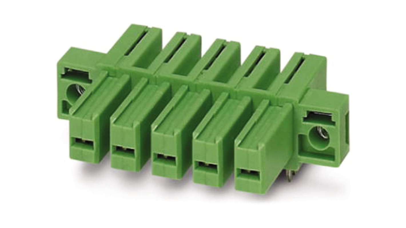 1708491 | Phoenix Contact 7.62mm Pitch 2 Way Right Angle Pluggable Terminal Block, Inverted ...