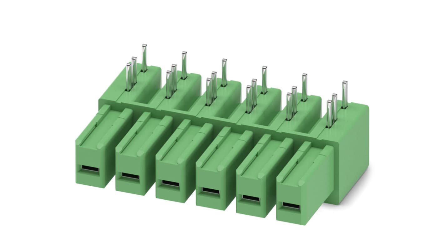 1708640 | Phoenix Contact 7.62mm Pitch 6 Way Right Angle Pluggable ...