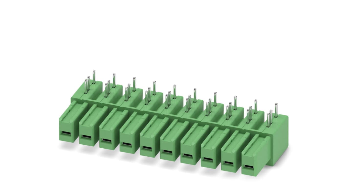 1708682 | Phoenix Contact 7.62mm Pitch 10 Way Right Angle Pluggable Terminal Block, Inverted ...