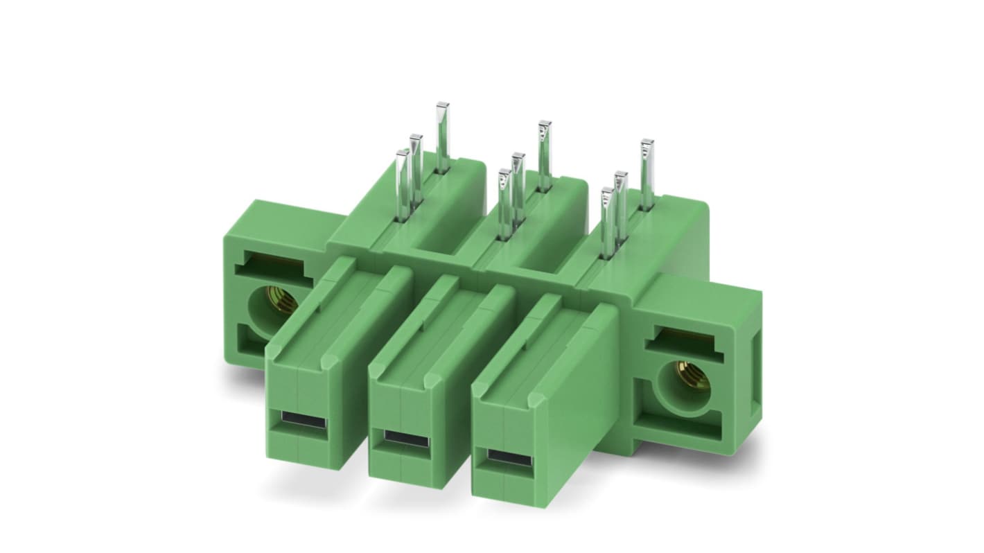 1708721 | Phoenix Contact 7.62mm Pitch 3 Way Right Angle Pluggable Terminal Block, Inverted ...