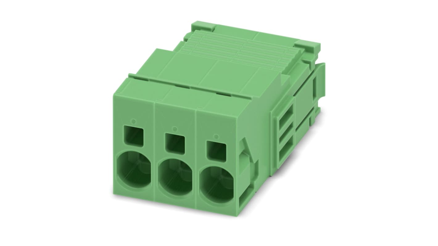 1748875 | Phoenix Contact 7.62mm Pitch 3 Way Pluggable Terminal Block, Inverted Plug, Cable ...