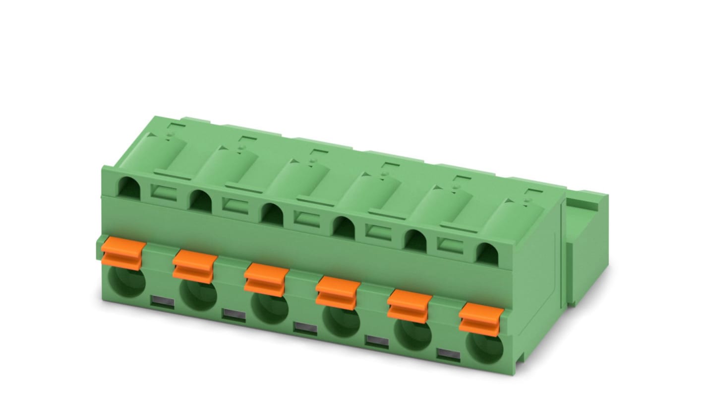 1761645 | Phoenix Contact 7.62mm Pitch 6 Way Pluggable Terminal Block, Inverted Plug, Cable ...