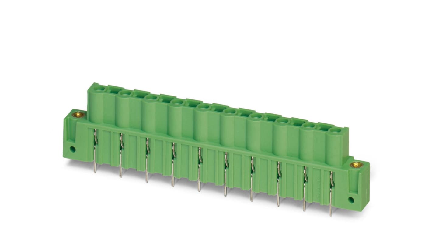 1859108 | Phoenix Contact 7.62mm Pitch 3 Way Pluggable Terminal Block, Inverted Header, Through ...