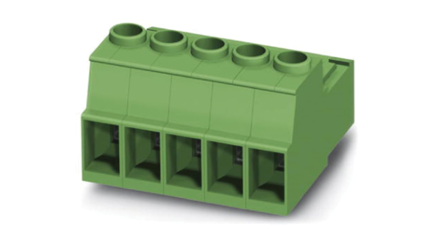 1709076 | Phoenix Contact 7.62mm Pitch 5 Way Pluggable Terminal Block, Inverted Plug, Cable ...
