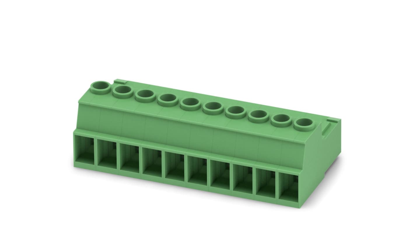 1709128 | Phoenix Contact 7.62mm Pitch 10 Way Pluggable Terminal Block ...