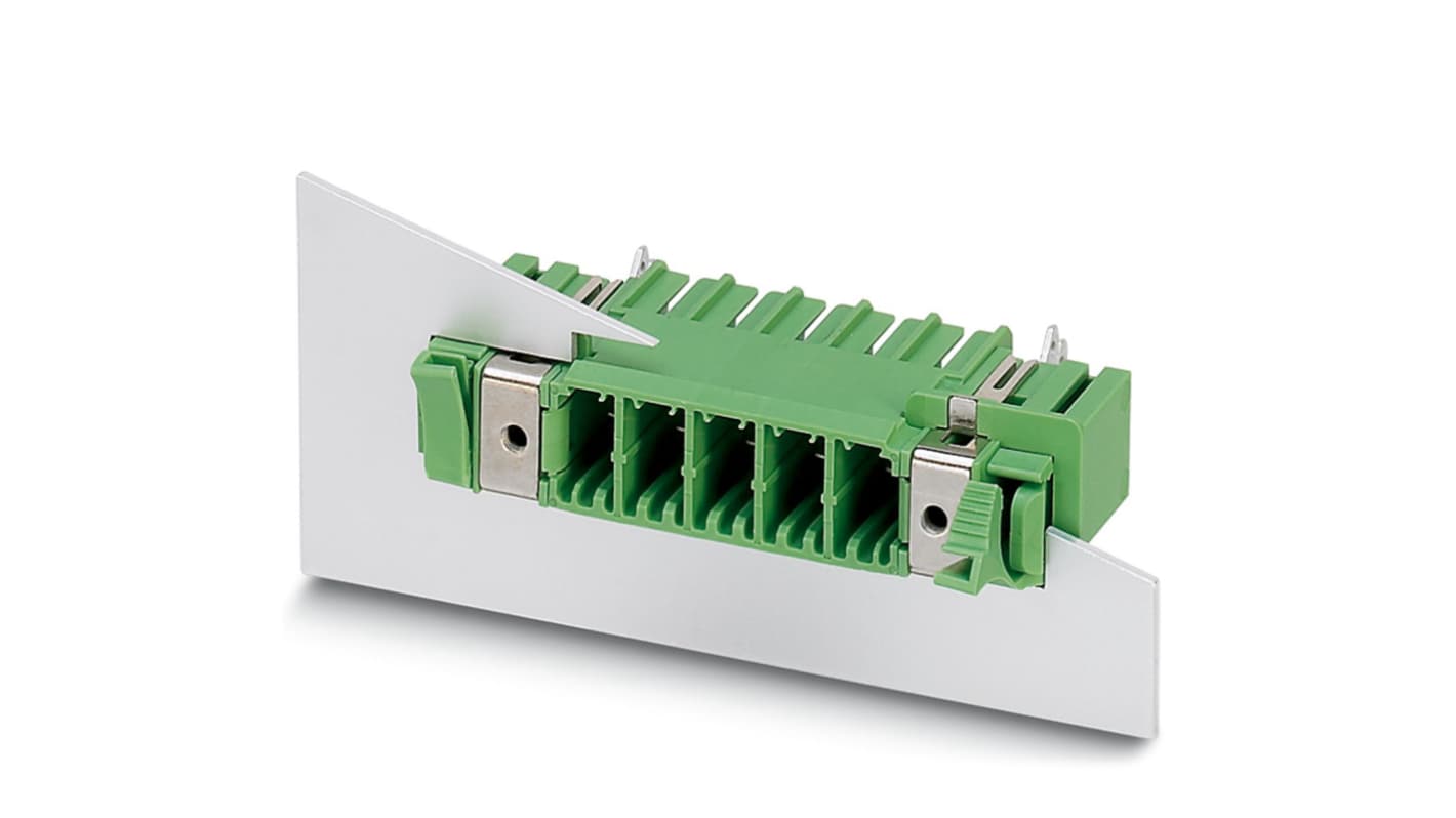 1716085 | Phoenix Contact 7.62mm Pitch 4 Way Right Angle Pluggable Terminal Block, Feed Through ...