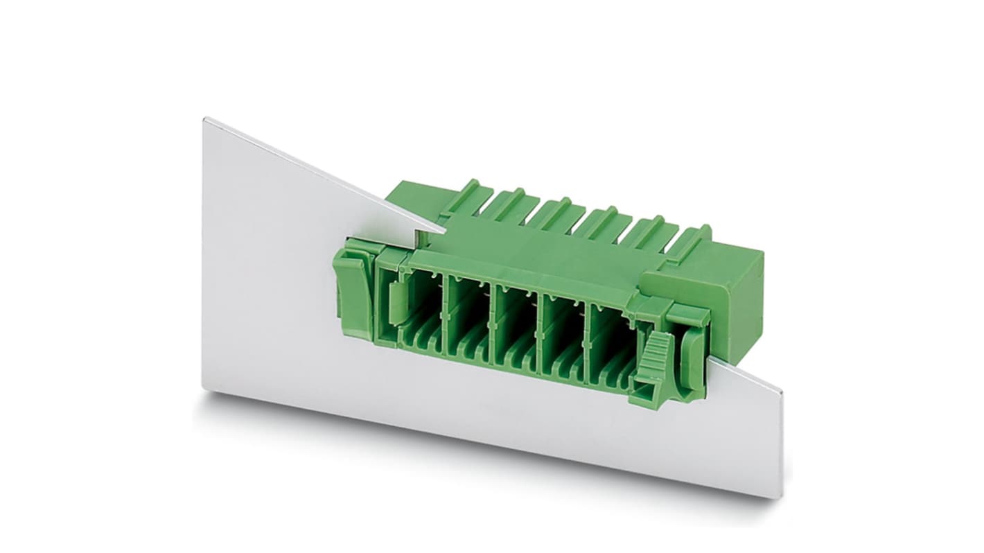1727647 | Phoenix Contact 7.62mm Pitch 8 Way Right Angle Pluggable Terminal Block, Feed Through ...