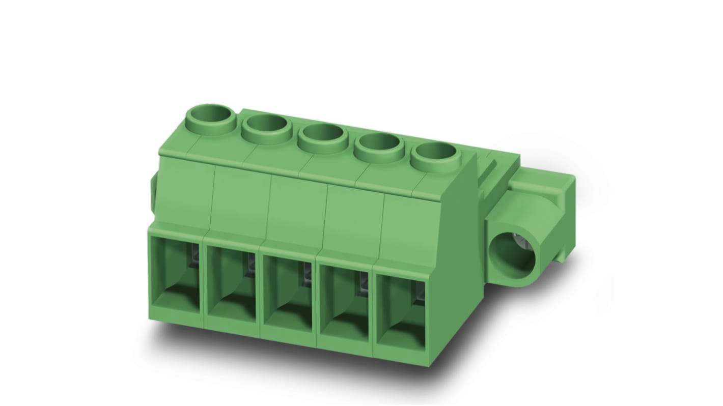 1709160 | Phoenix Contact 7.62mm Pitch 3 Way Pluggable Terminal Block, Inverted Plug, Cable ...