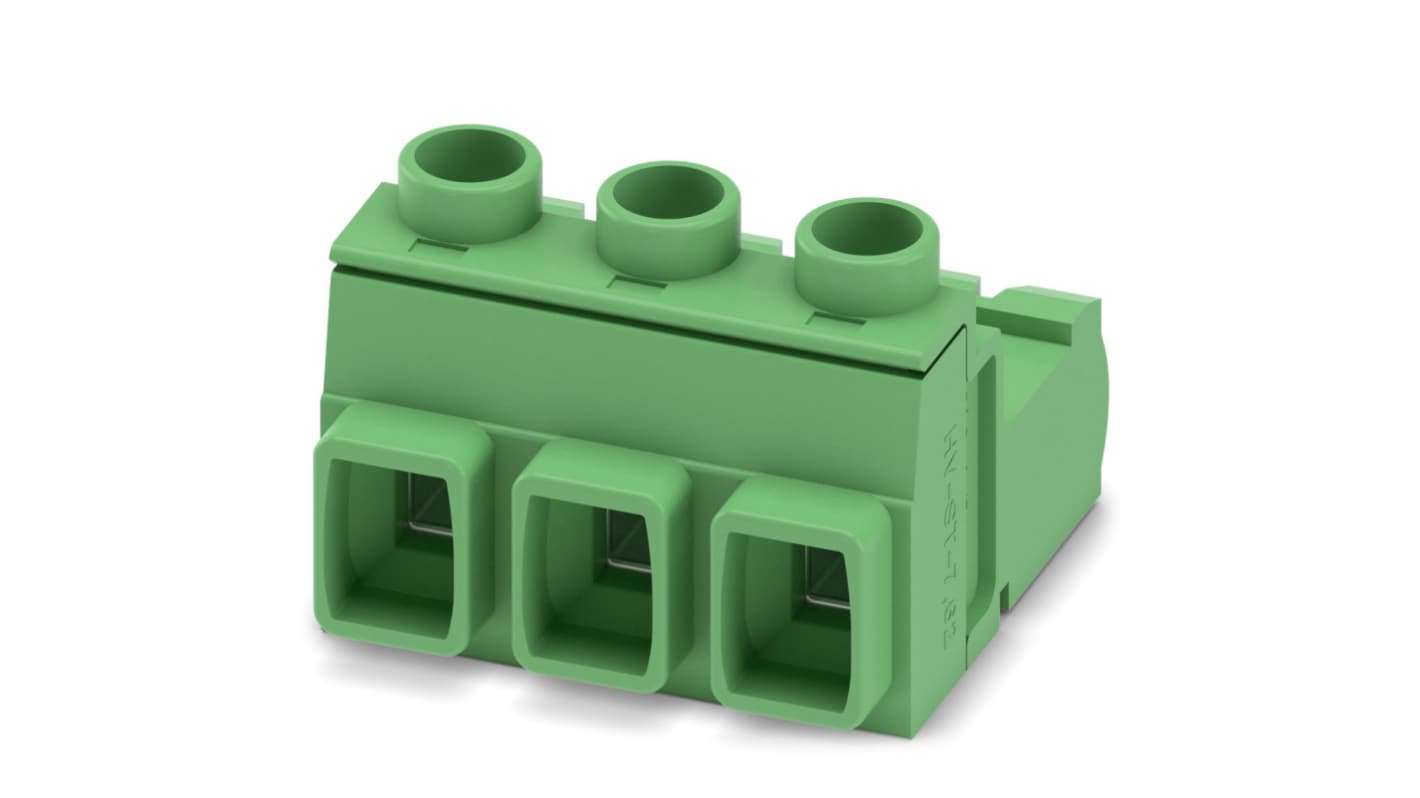 1745632 | Phoenix Contact 7.62mm Pitch 3 Way Pluggable Terminal Block, Inverted Plug, Cable ...