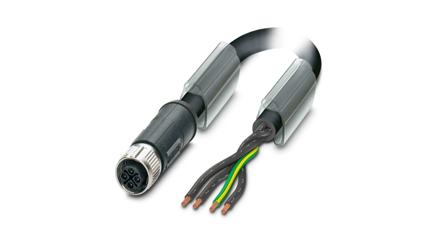 1408843 | Phoenix Contact Straight Female 4 way M12 to Unterminated ...