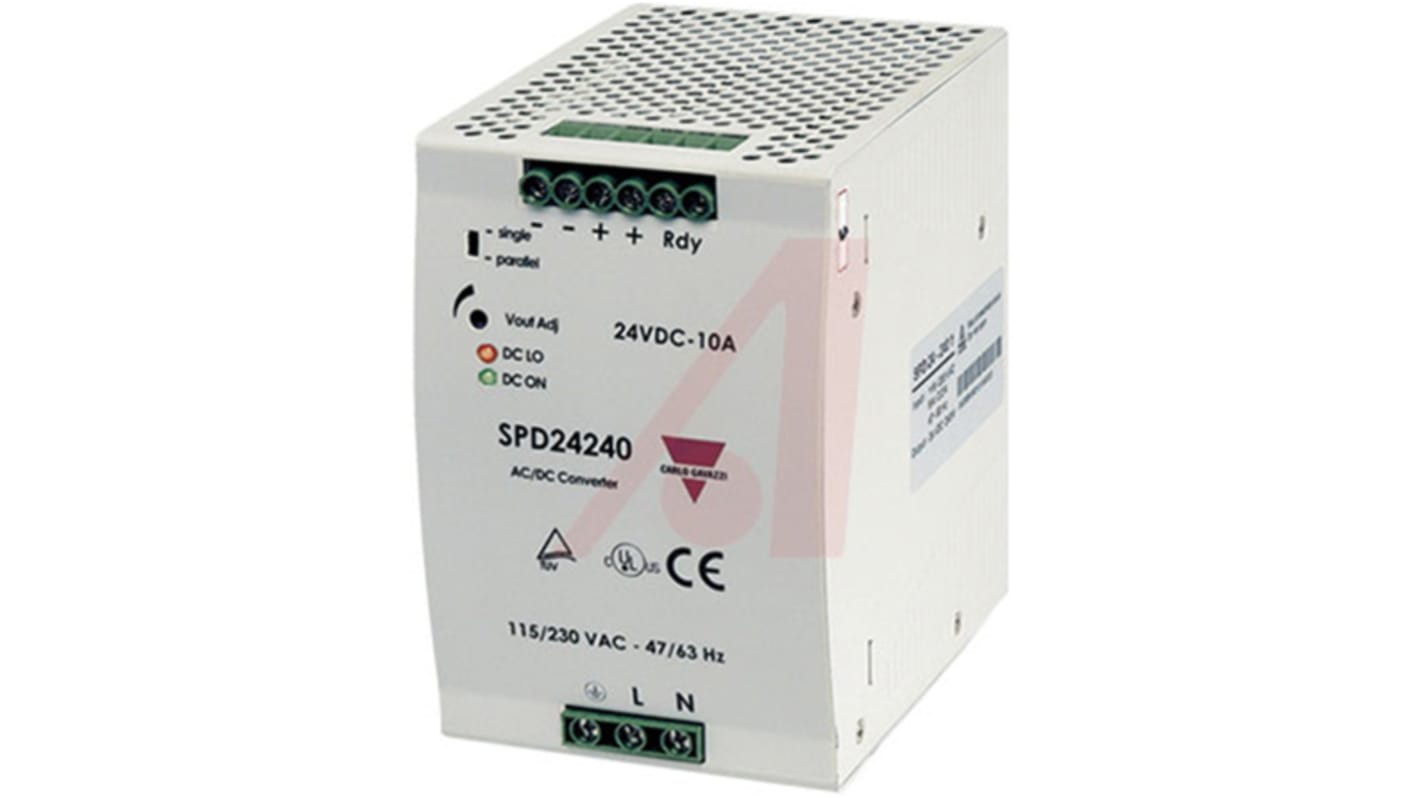 Carlo Gavazzi 开关模式导轨电源, 24V 直流, 10A输出, 240W, 单相, SPD242401 | RS