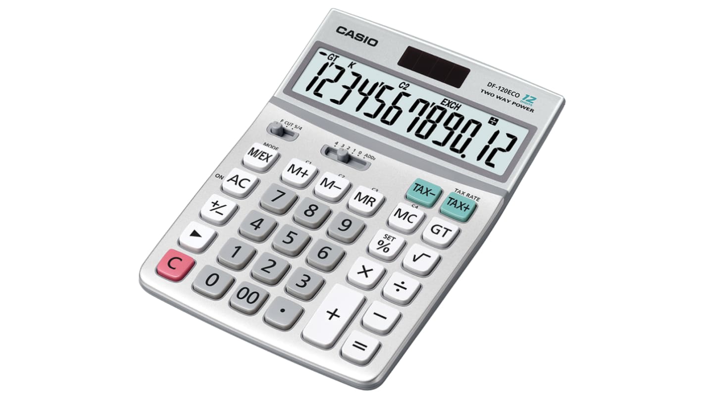 DF-120ECO-W-EH | Casio Battery & Solar Powered Desktop Calculator | RS
