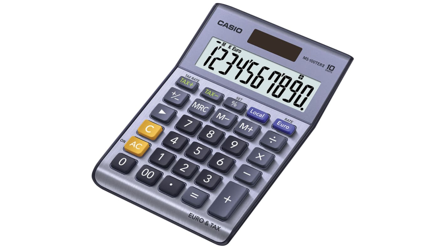 MS-100TERII | Casio Battery & Solar Powered Desktop Calculator | RS
