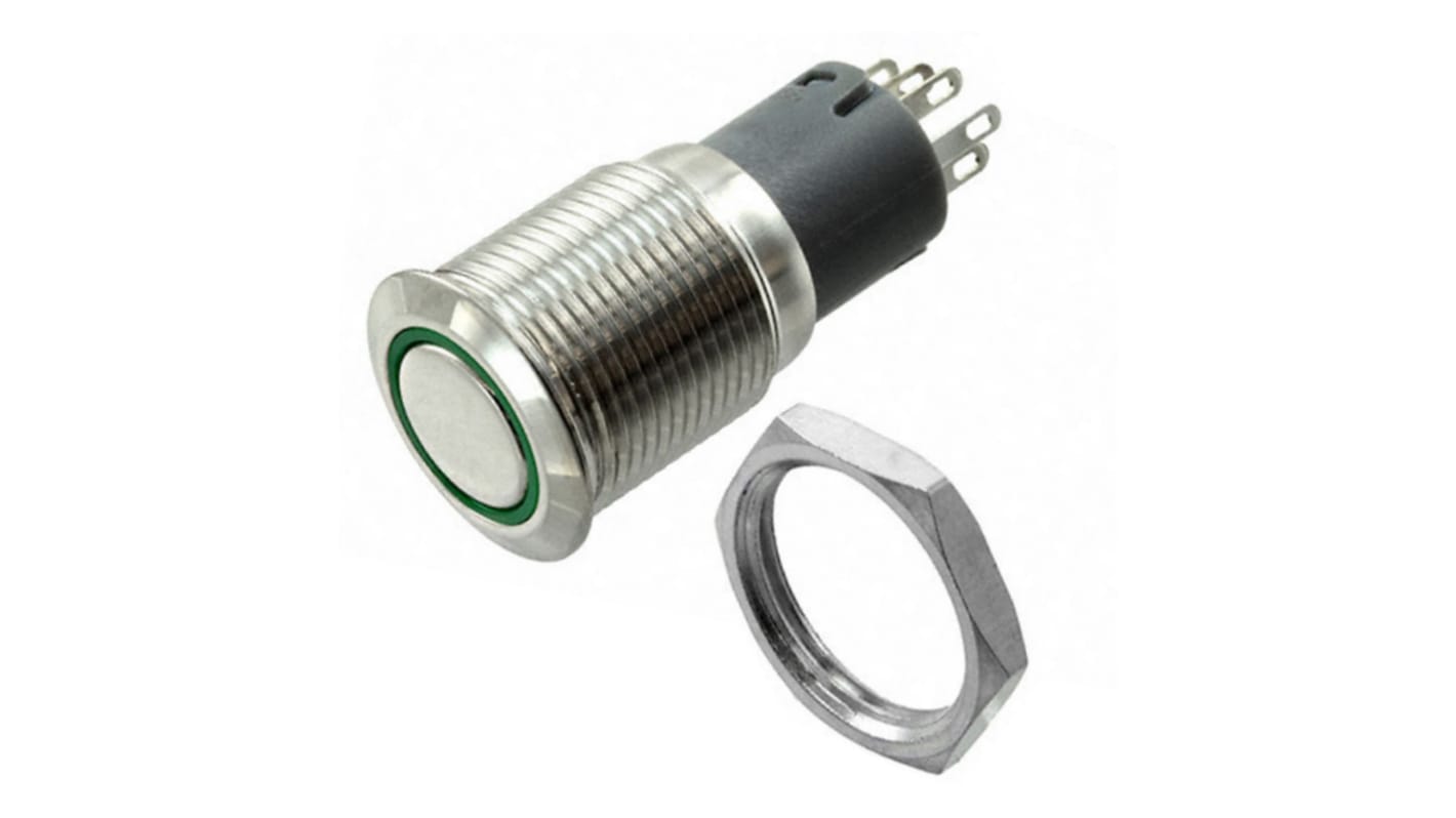 MP0045/1D2GN012 | Bulgin Illuminated Push Button Switch, Momentary ...