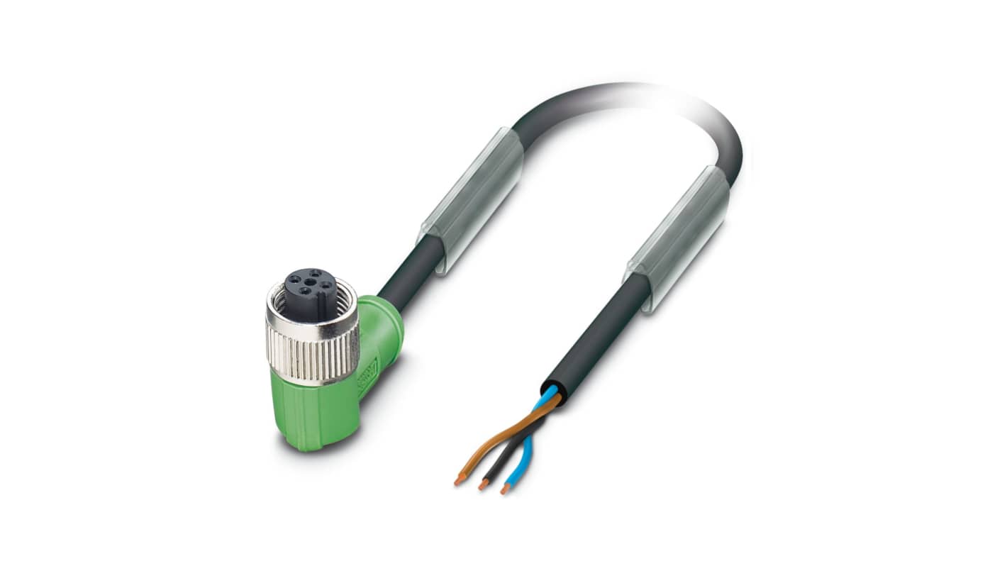 1668195 | Phoenix Contact Female 3 way M12 to Sensor Actuator Cable, 1 ...
