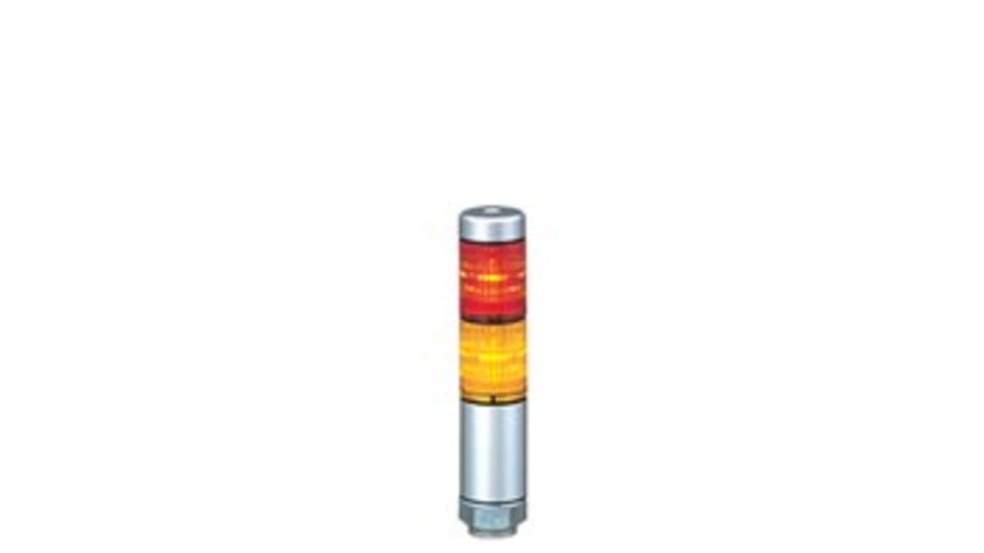 MPS-202-RY | Patlite MPS Series Coloured Signal Tower, 2 Lights, 24 V ac/dc, Direct Mount | RS
