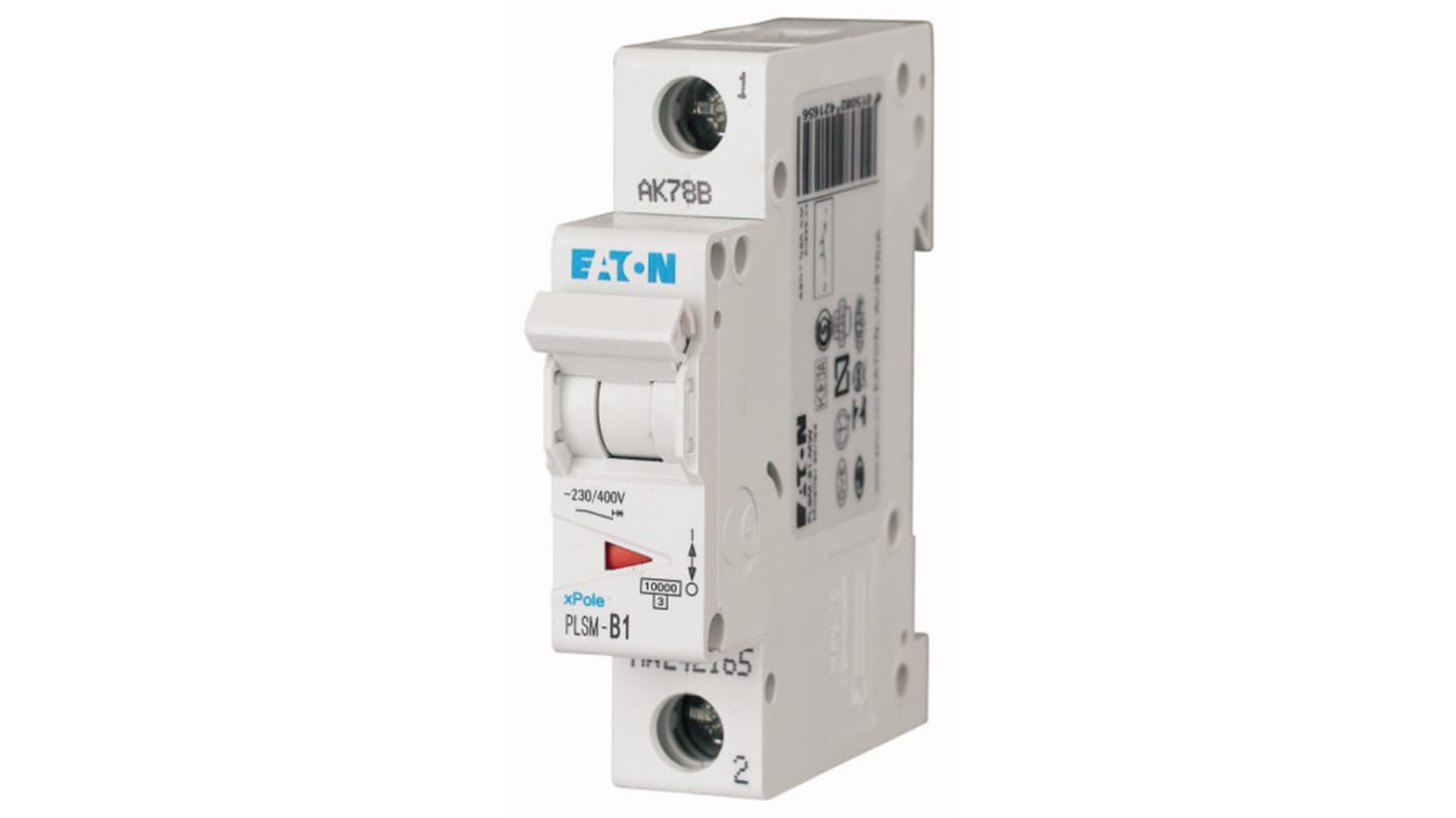 242191 PLSM-C1-MW | Eaton xPole MCB, 1P Poles, 1A Curve C, 48V DC, 10 kA Breaking Capacity, MCB | RS