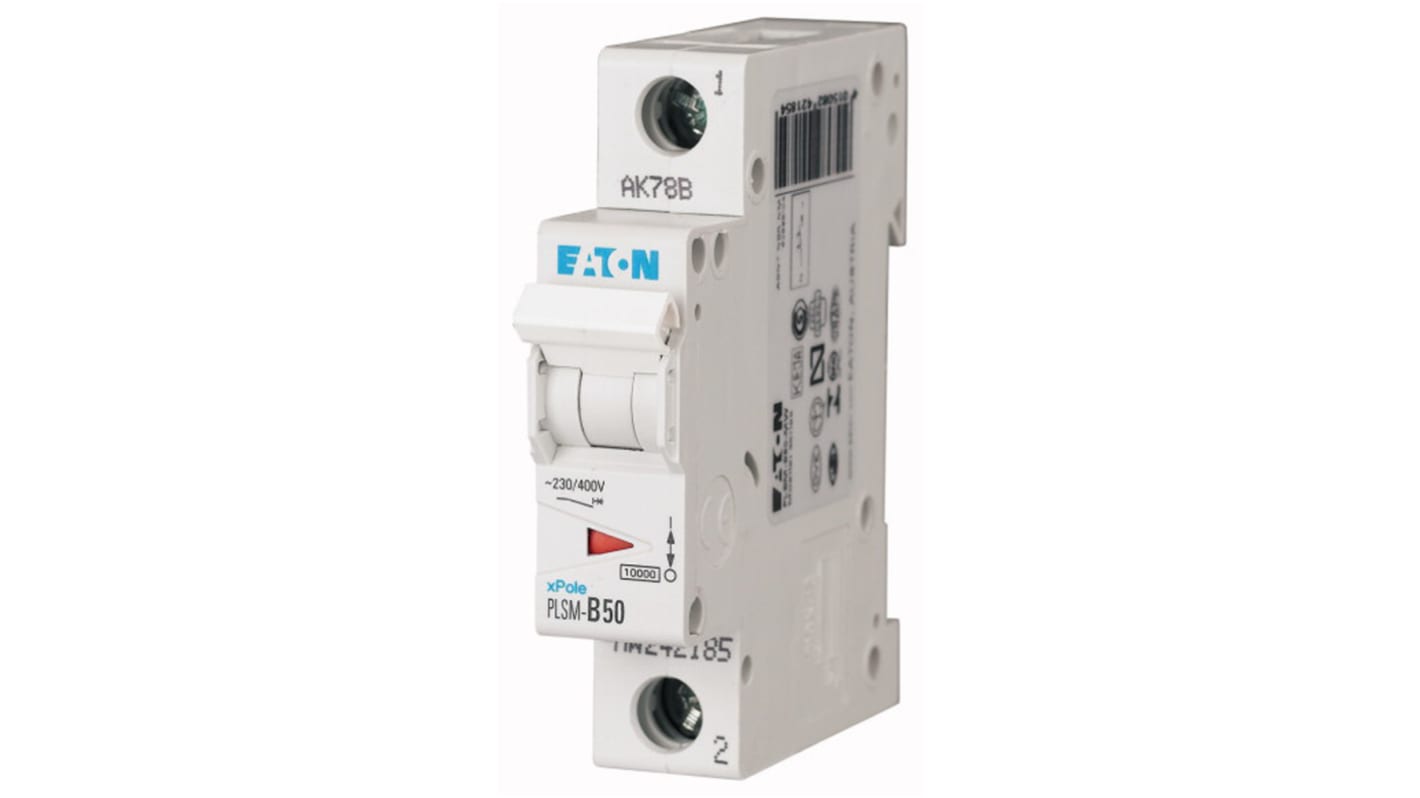 242211 PLSM-C50-MW | Eaton xPole MCB, 1P, 50A Curve C, 48V DC, 10 kA Breaking Capacity | RS