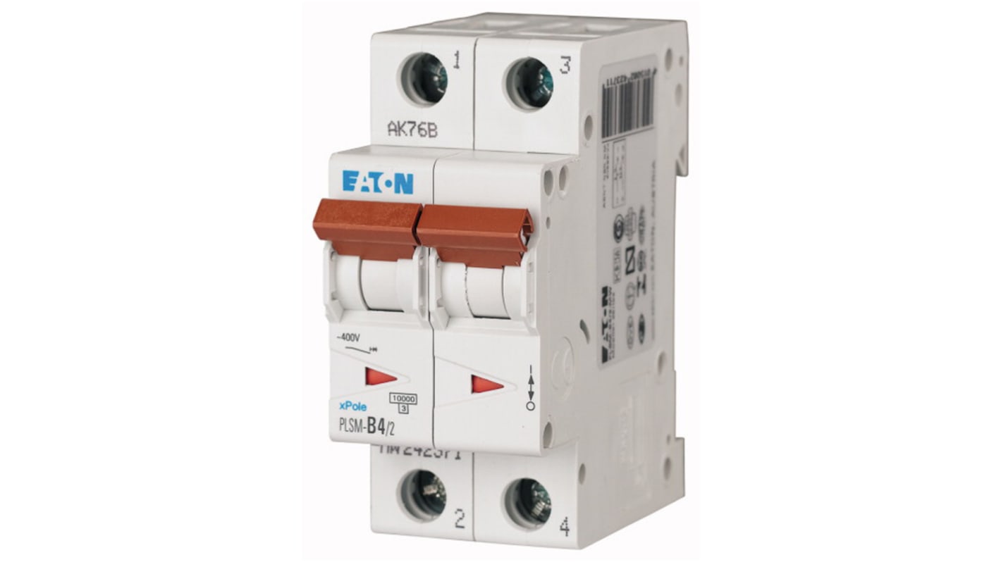 242397 PLSM-C4/2-MW | Eaton xPole MCB, 2P, 4A Curve C, 48V DC, 10 kA Breaking Capacity | RS