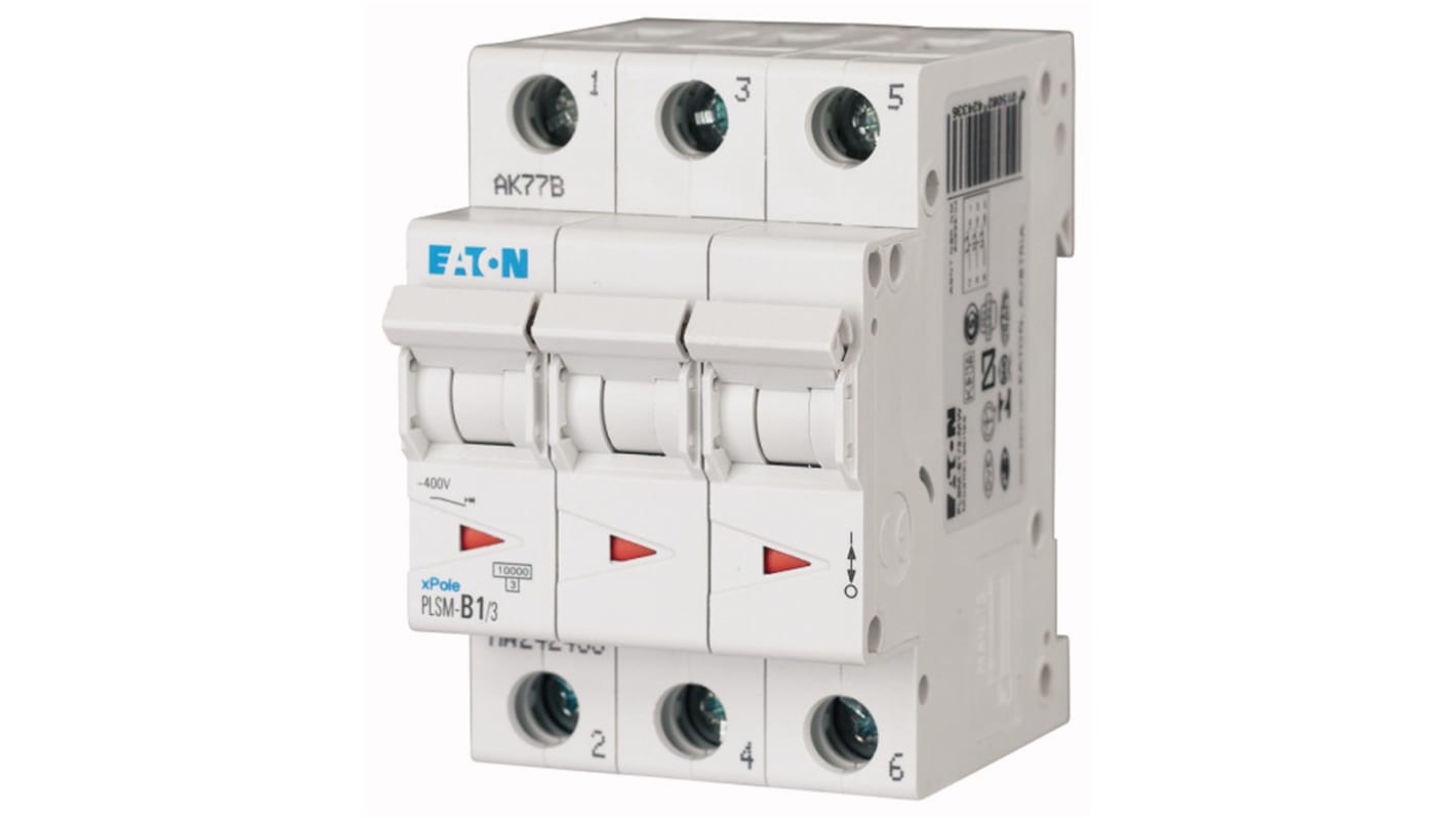 242459 PLSM-C1/3-MW | Eaton xPole MCB, 3P, 1A Curve C, 48V DC, 10 kA Breaking Capacity | RS